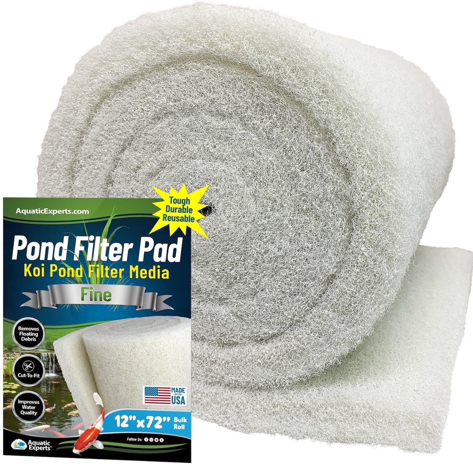 Aquatic Experts - White Classic Pond Filter Pad, Bulk Koi Pond Filter ...