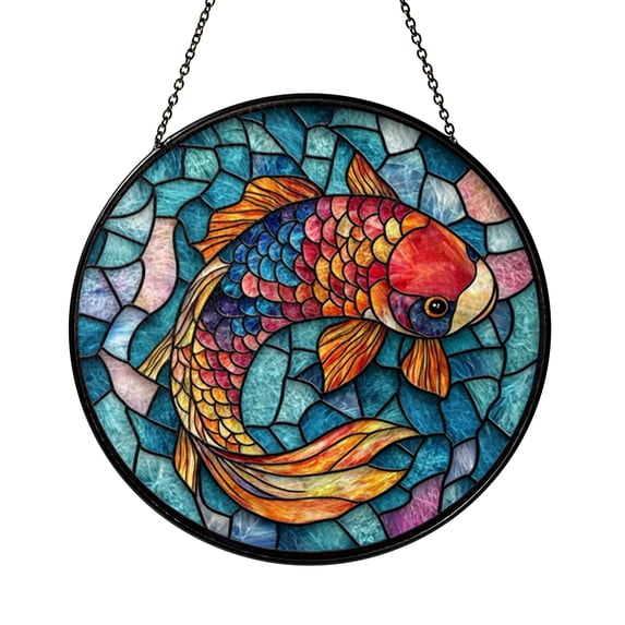 Aquatic Fish Glass Suncatcher for Window Decor, Ocean Inspired Light ...