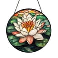 Aquatic Flower Stained Glass Style Window Suncatcher, Water Lily Floral ...