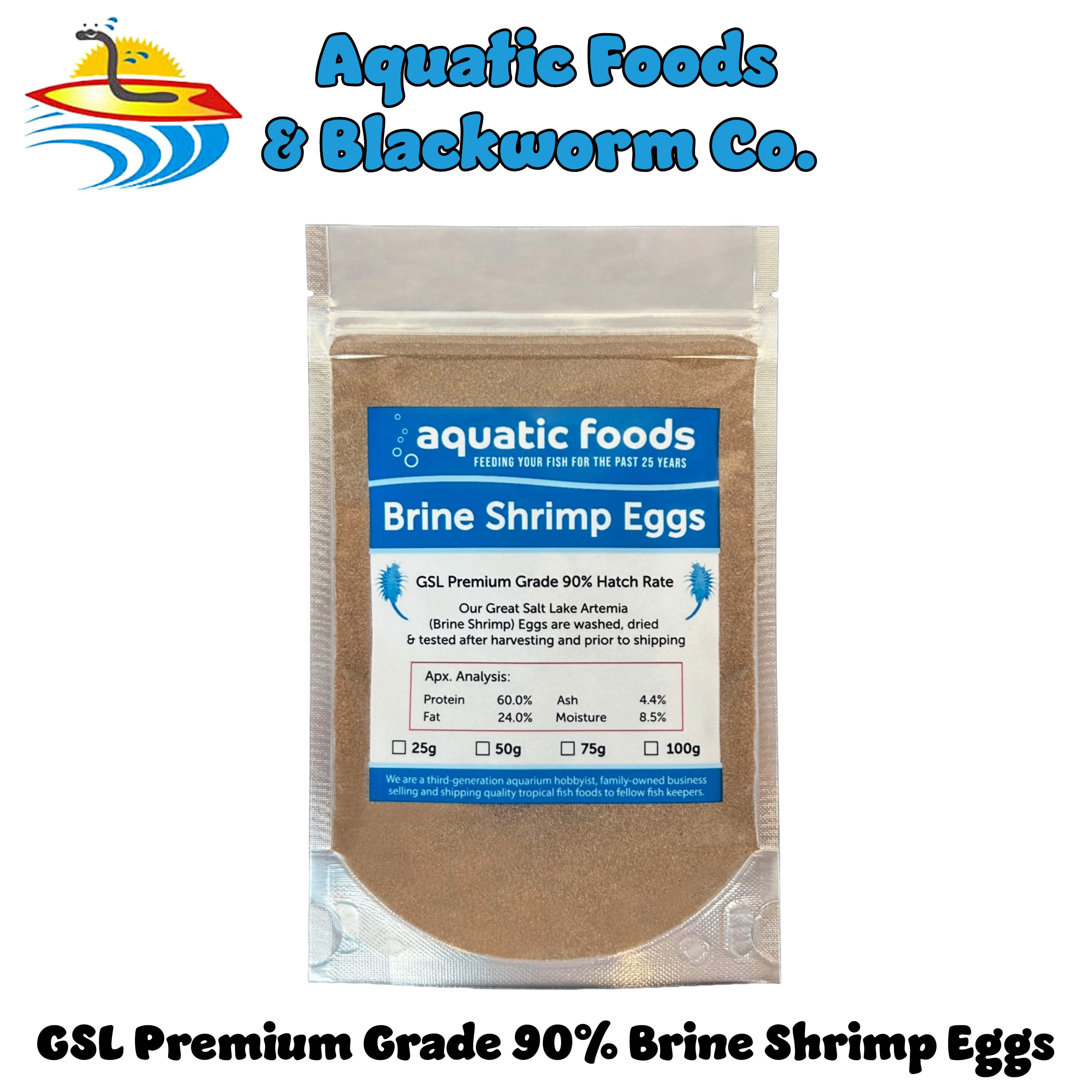 Aquatic Foods Premium Brine Shrimp Eggs, 90% Hatch Rate, Great Salt ...