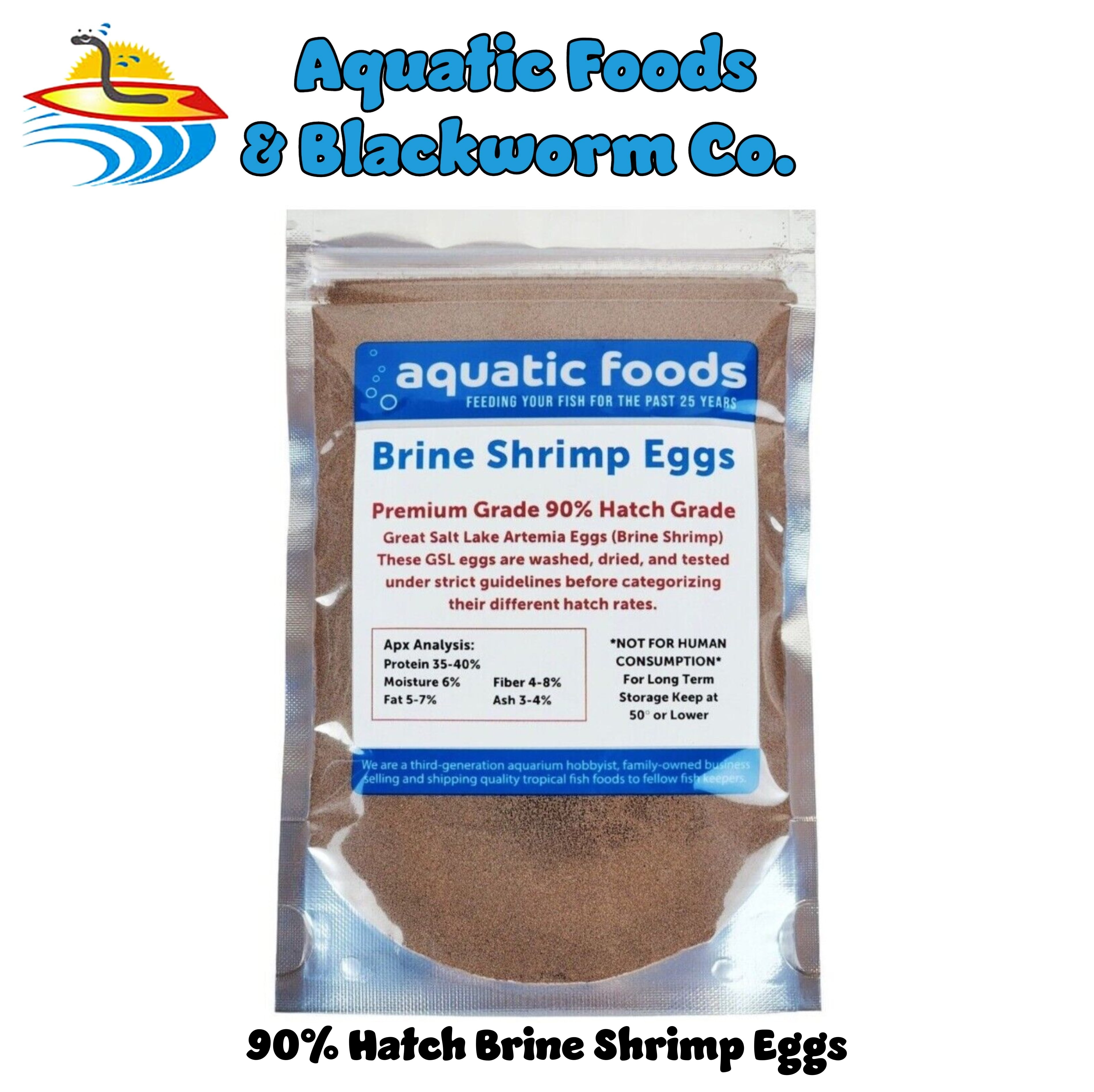 Aquatic Foods Premium Brine Shrimp Eggs, 90% Hatch Rate, Great Salt ...