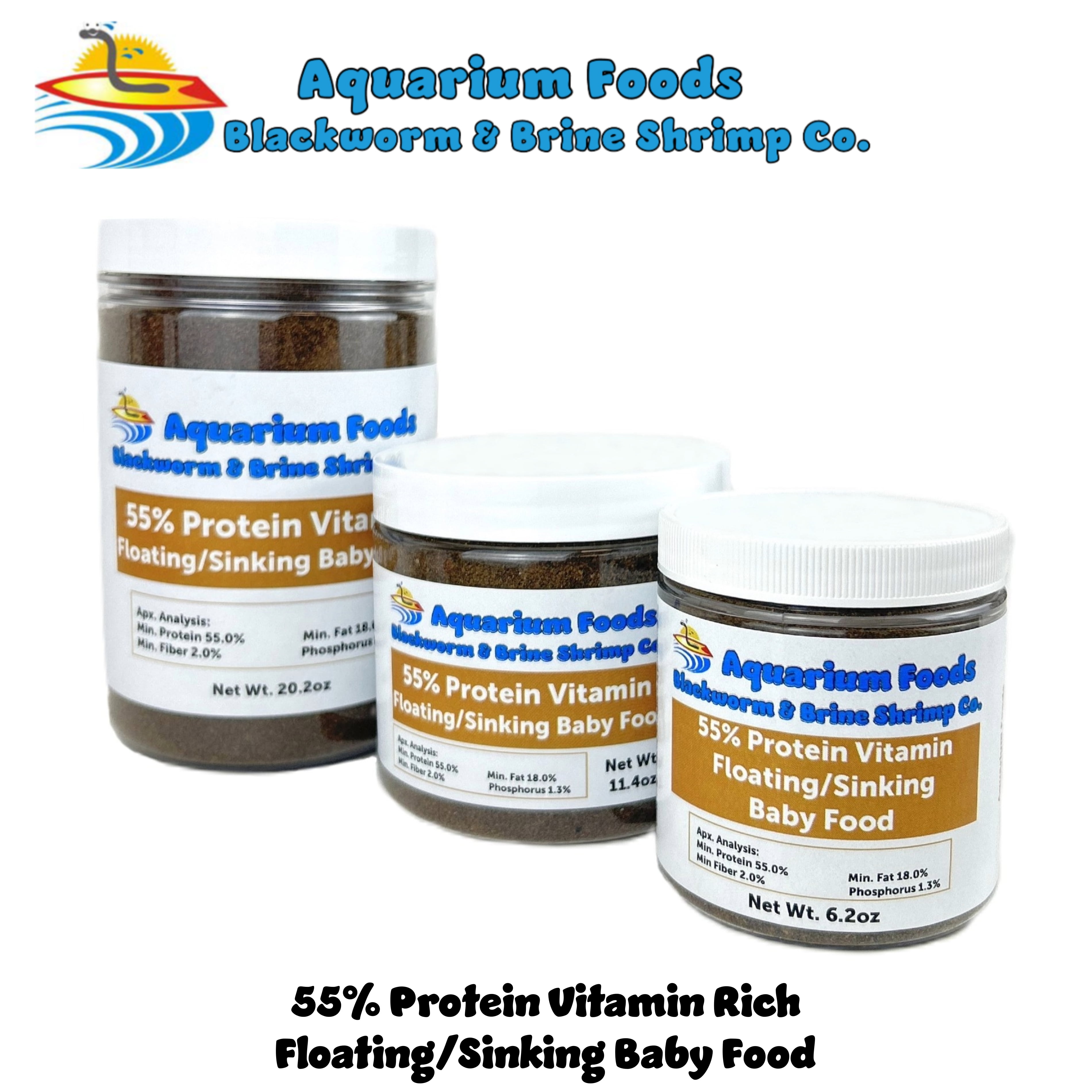 Aquatic Foods Inc. 55% Protein Vitamin Rich Floating/Sinking Baby, Fry ...