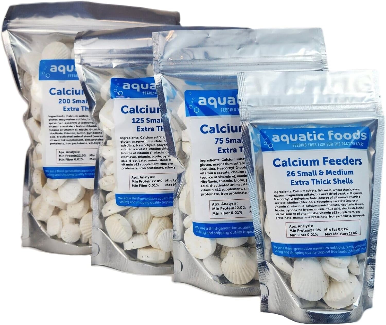 Aquatic Foods Inc. Calcium Feeder Shells, Small & Medium Extra Thick ...