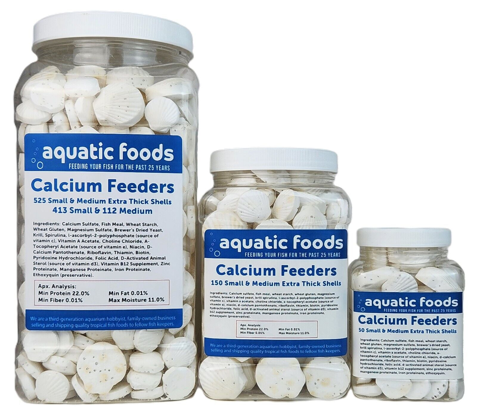 Aquatic Foods Inc. Calcium Feeder Small & Medium Shells. Extra Thick ...