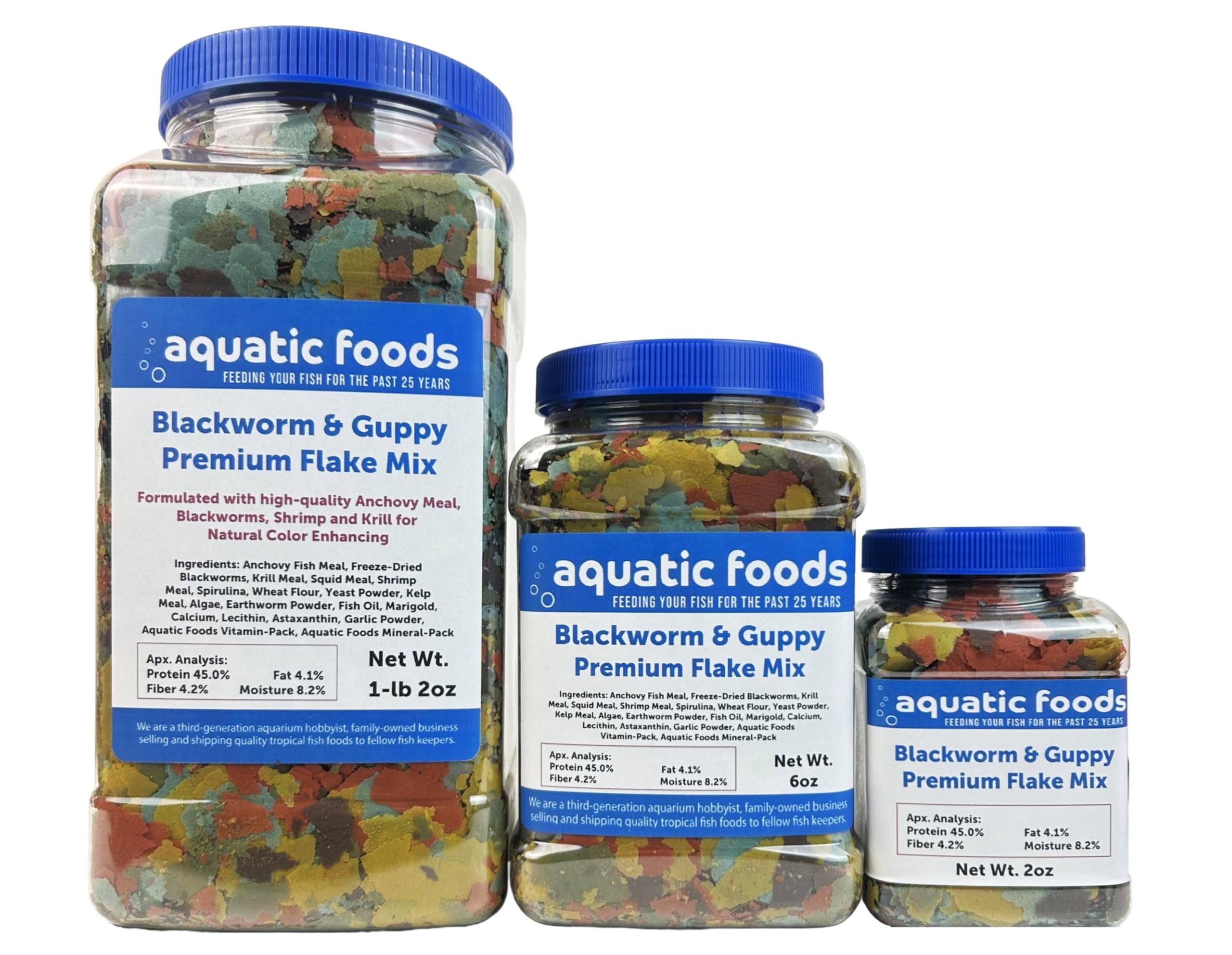 Aquatic Foods Inc. California Blackworm & Guppy Mix Premium Flakes for ...