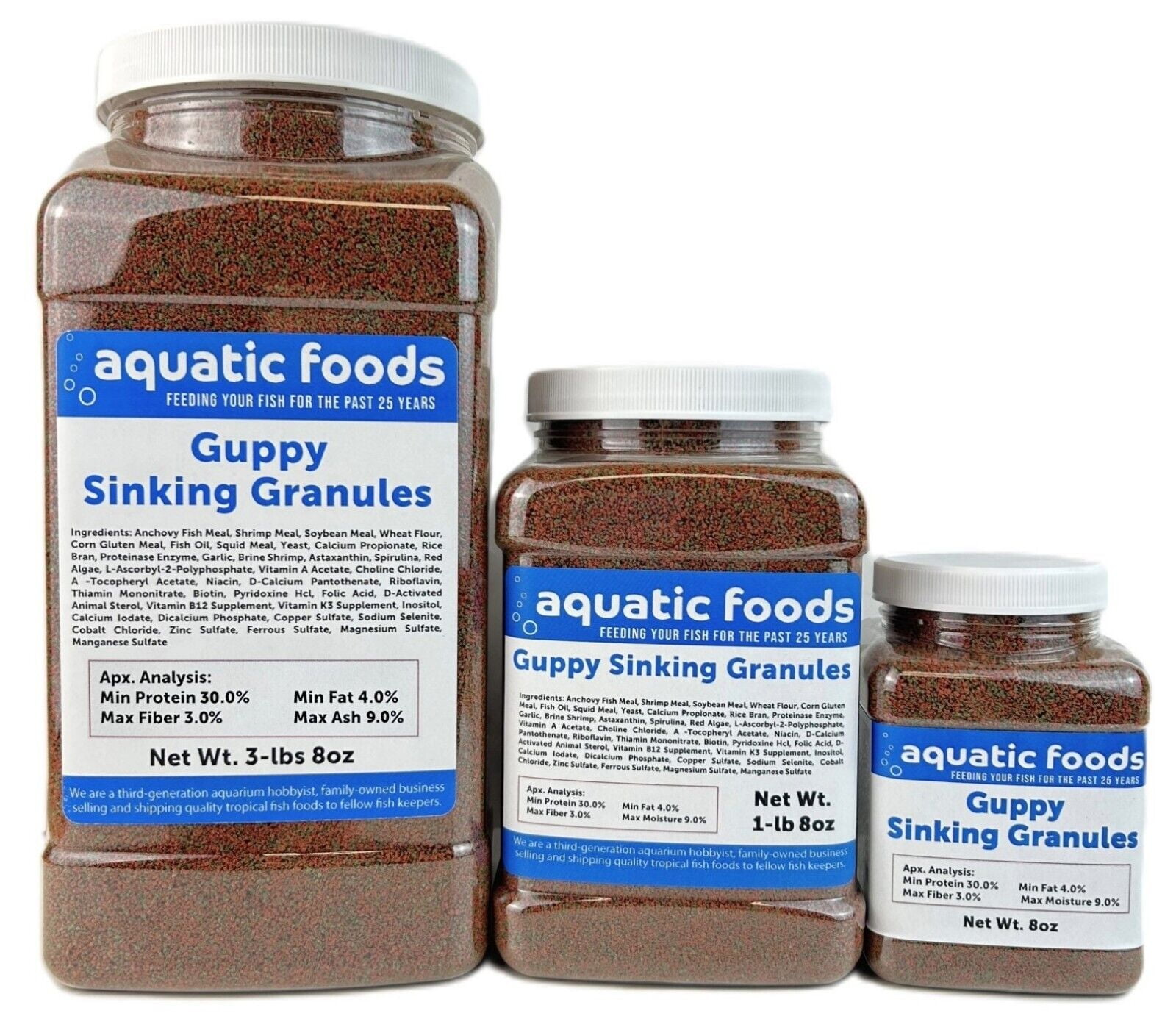 Aquatic Foods Inc. Guppy Micro Sinking Granules, Color Enhancing and ...