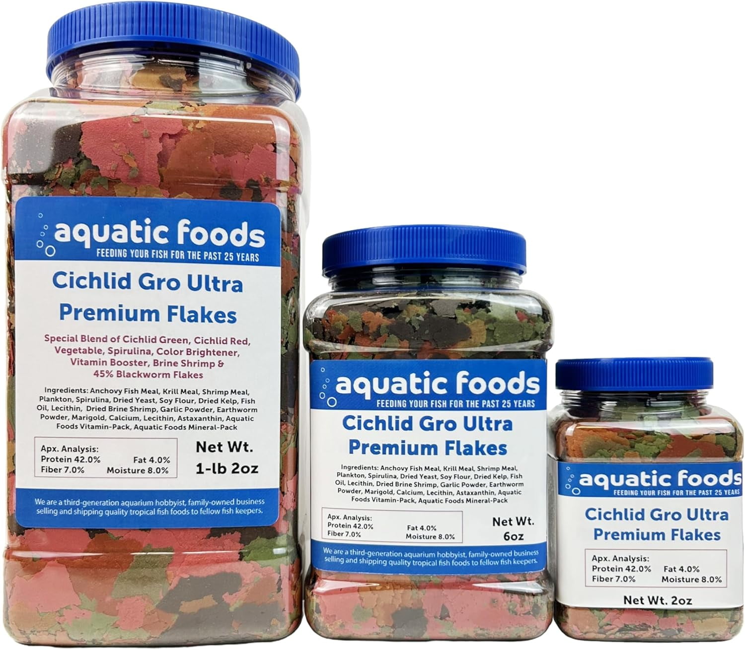 Aquatic Foods Inc. Premium Cichlid Gro Ultra 6-Type Flake Mix with ...