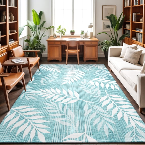 Aquatic Fronds 3'x5' Rug for Bedroom Foot of Bed Small Living Room ...