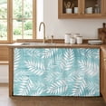 Aquatic Fronds Cabinet Curtains for Kitchen 32"W x 55"L, Turquoise Teal ...