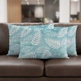 Aquatic Fronds Pillow Covers Set of 4, Turquoise Teal Leaf Plant Canvas ...