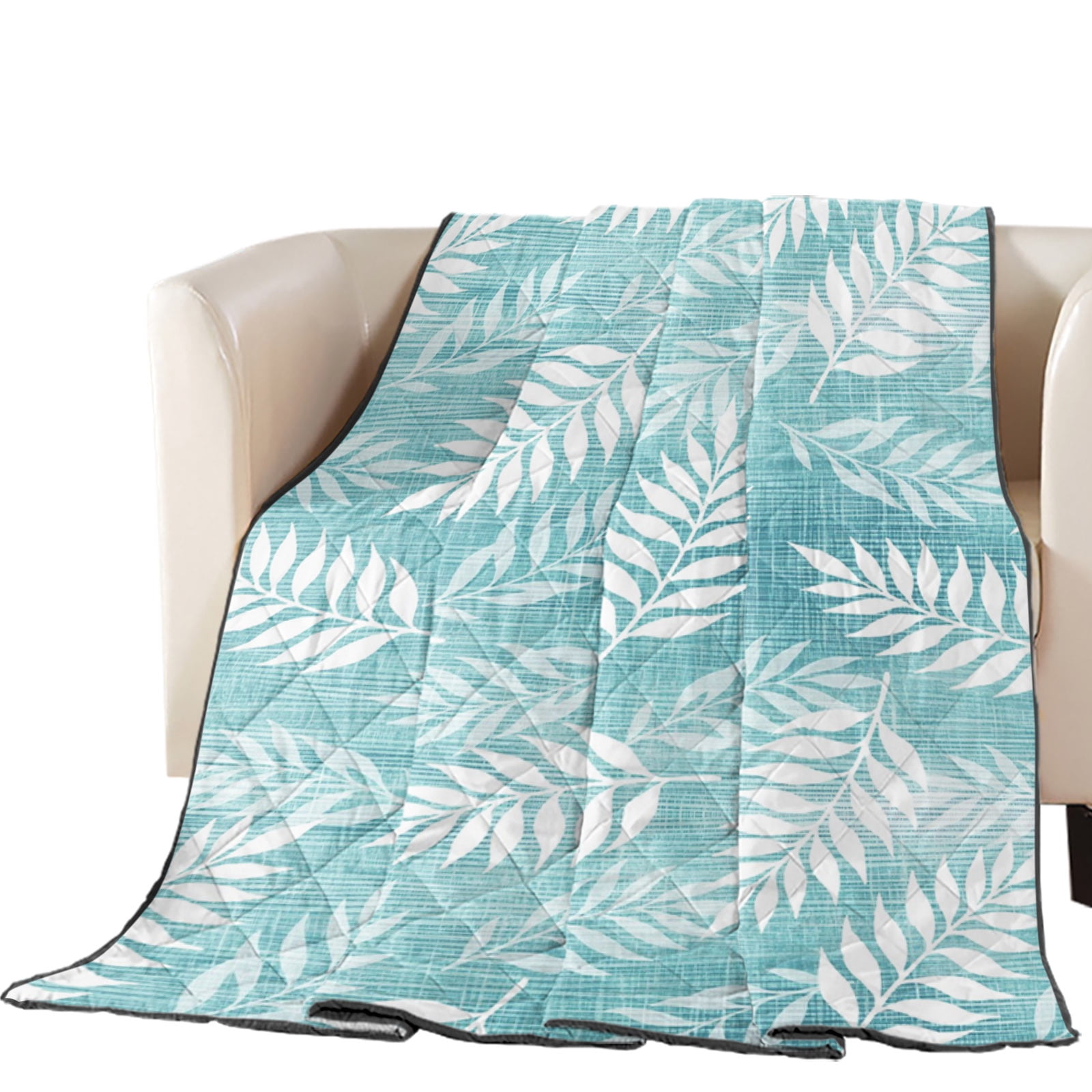 Aquatic Fronds Quilted Comforters Cooling Blanket Oversized Queen Size ...