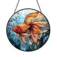Aquatic Goldfish Scene Stained Glass Hanging Window Decor Accent for ...