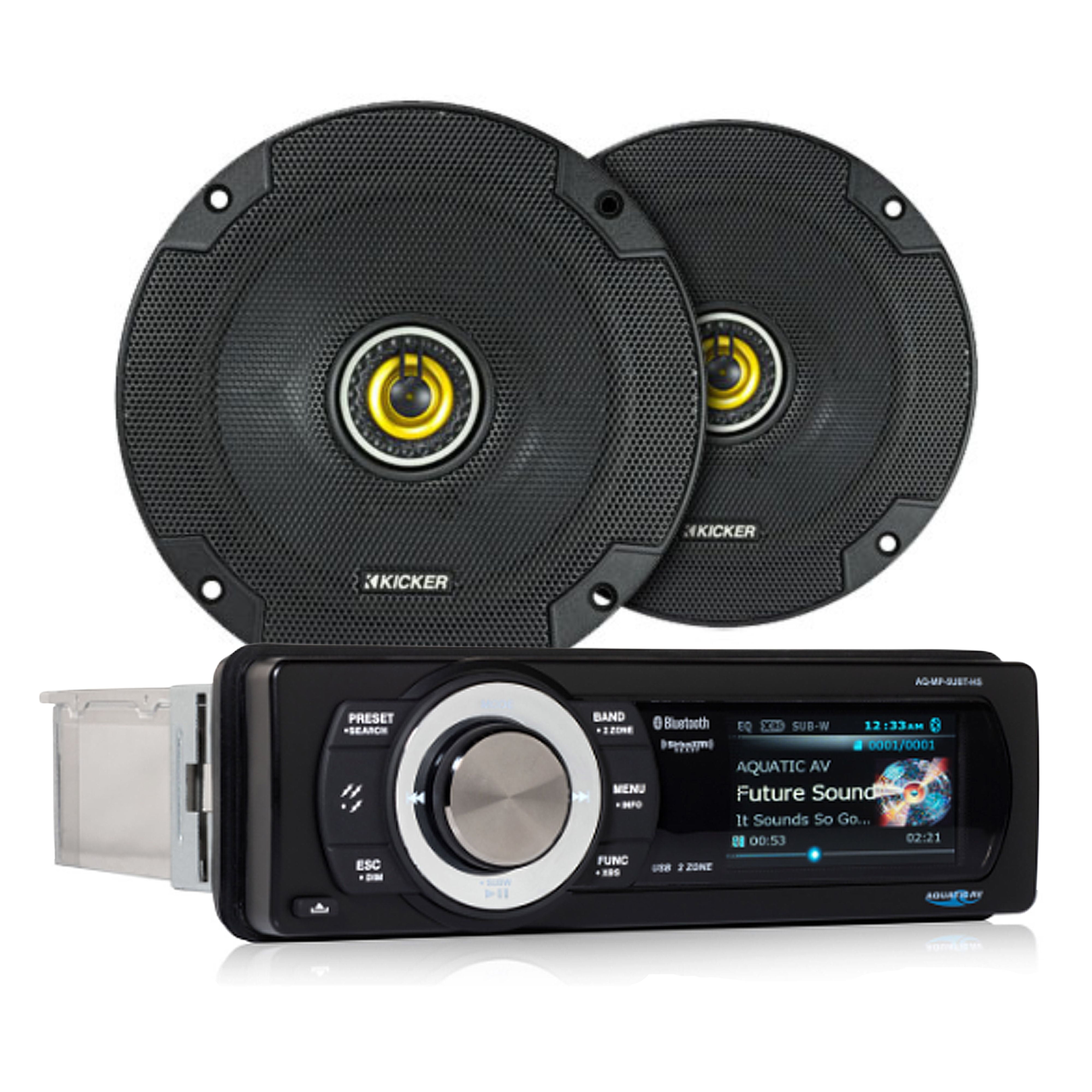 Aquatic Harley Motorcycle Single Din Radio XM BT 6.5" Kicker Loud ...