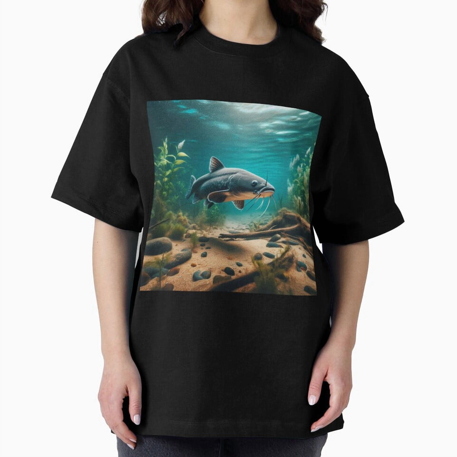 Aquatic Harmony Catfish Glide Underwater Ballet Nature Design T-Shirt ...