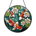 Aquatic Koi Fish Scene Stained Glass Hanging Window Decor Accent for ...