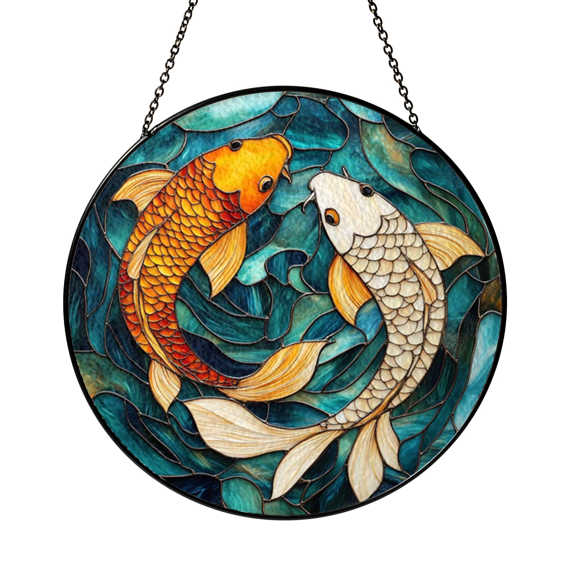 Aquatic Koi Fish Stained Glass Window Hanging – Nature Art - Walmart.com