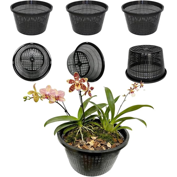 Aquatic Plant Baskets 5 Pack, 8.5 Inch Round Plastic Plant Pot for ...