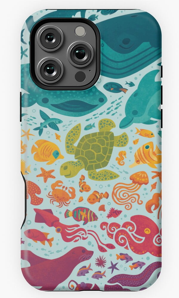 Aquatic Spectrum Light Blue Phone Case Compatible with iPhone 11 to 16 ...