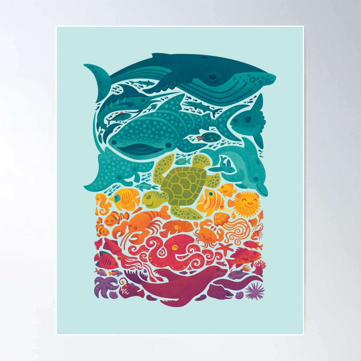 Aquatic Spectrum : Light Blue Poster Wall Art, Modern Wall Decor For ...