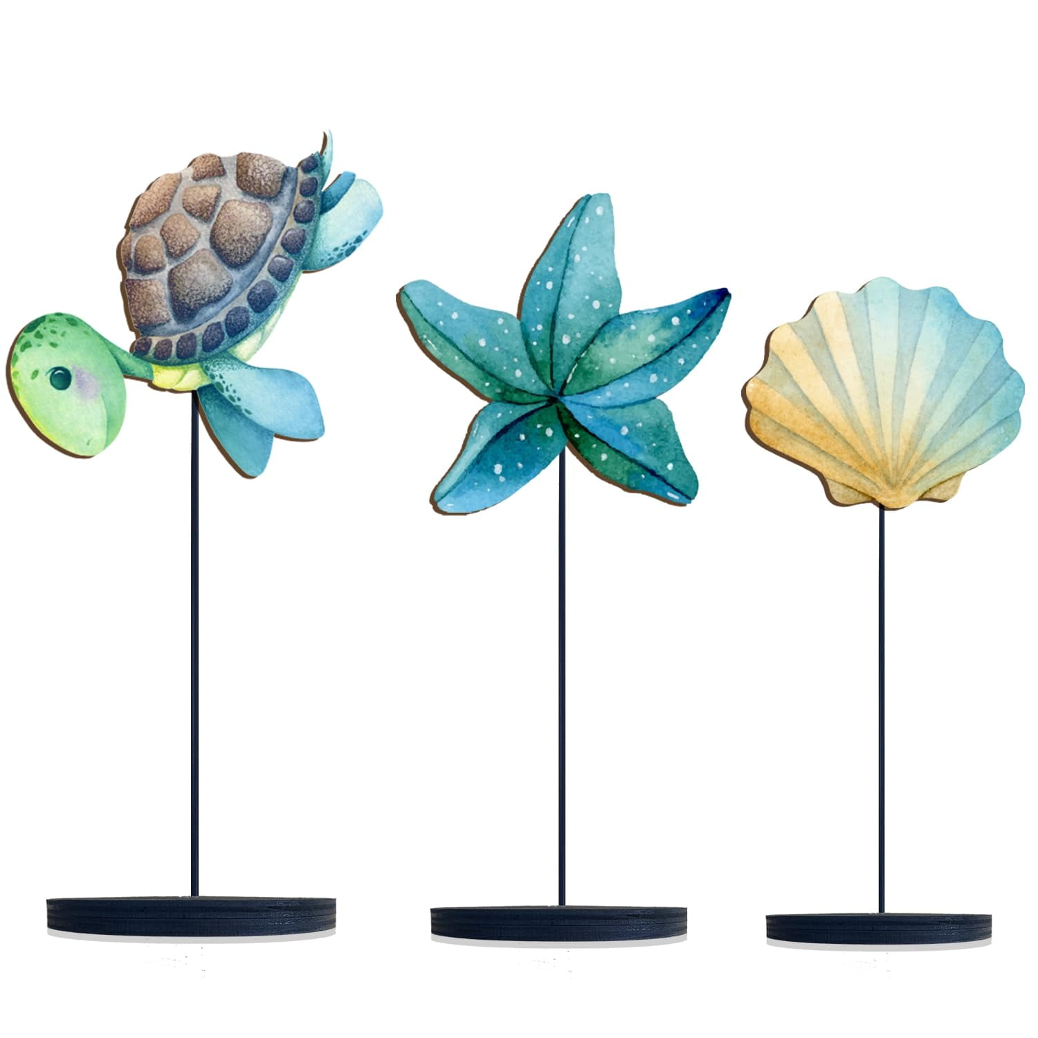 Aquatic Standing Decor for Tabletop 3 Size Set Sea Turtle Starfish And ...