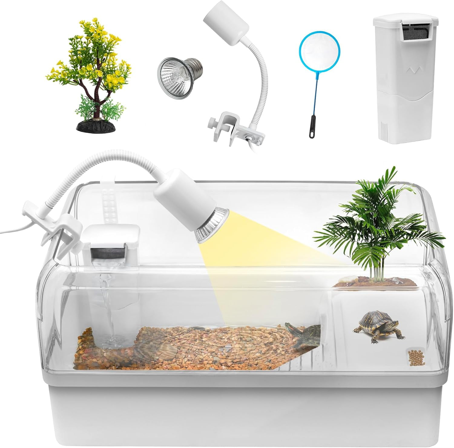 Aquatic Tortoise Enclosure Starter Aquarium with Multi-Function Area ...
