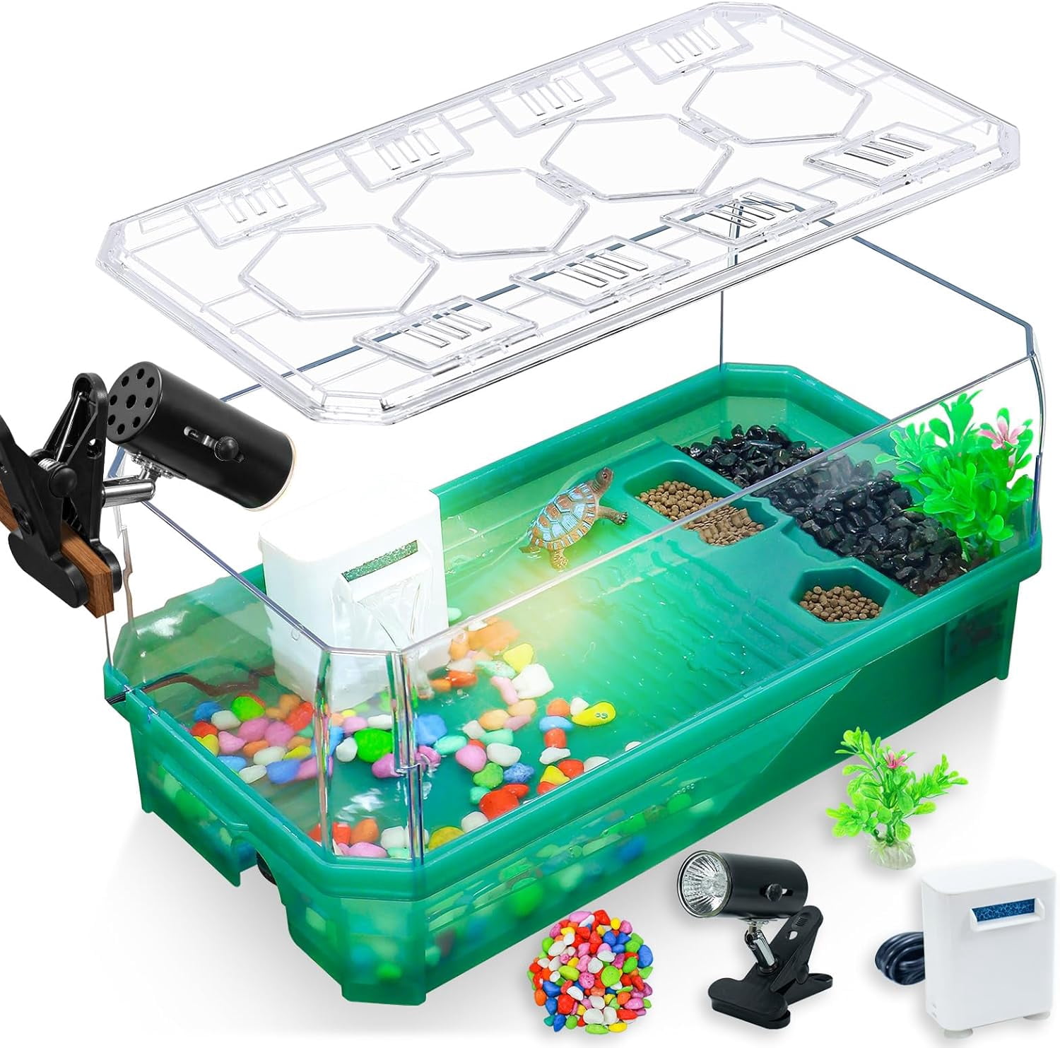 Aquatic Turtle Tank Habitat Kit Lamp Enhancing Interaction with 360 ...