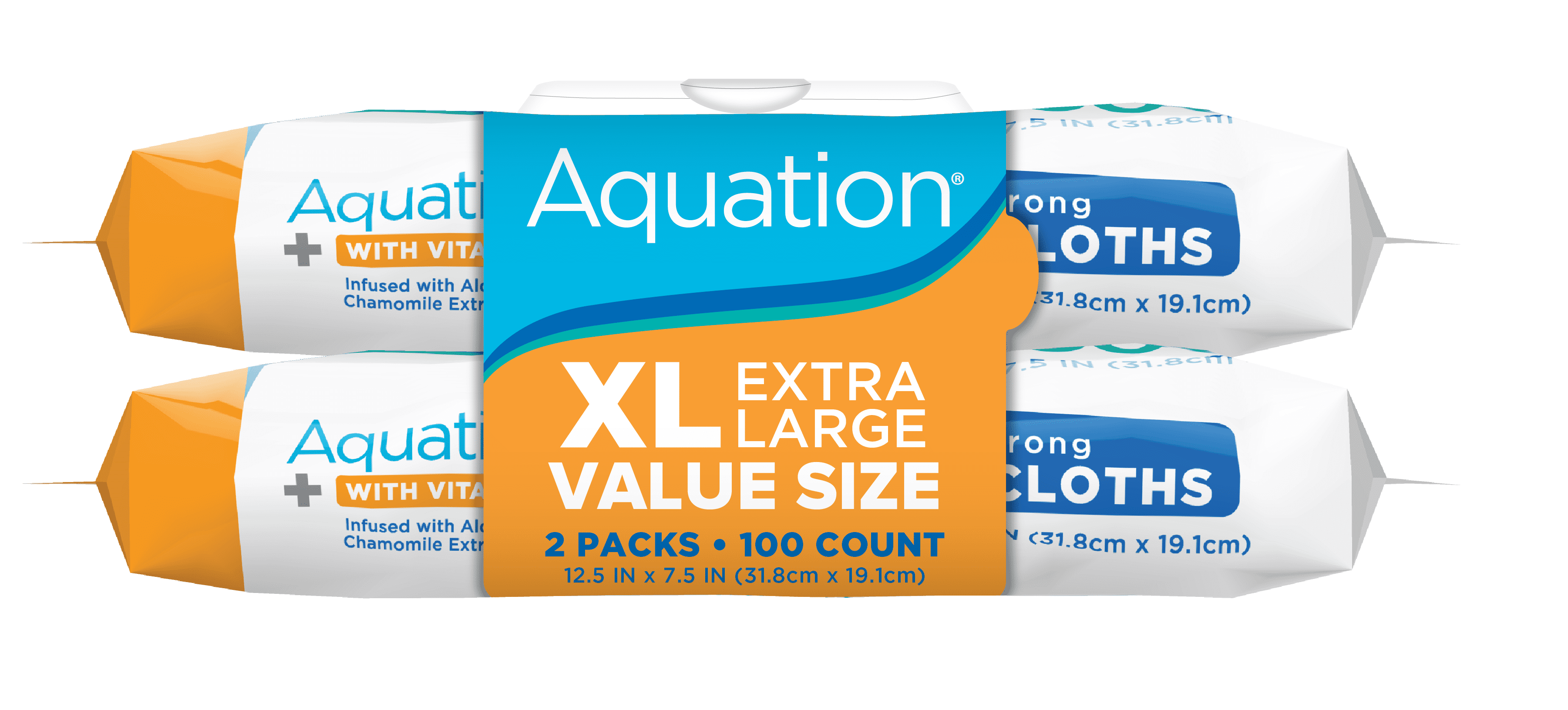 Aquation Extra Large XL Cleansing & Soothing Body Cloths Wipes 50 count ...