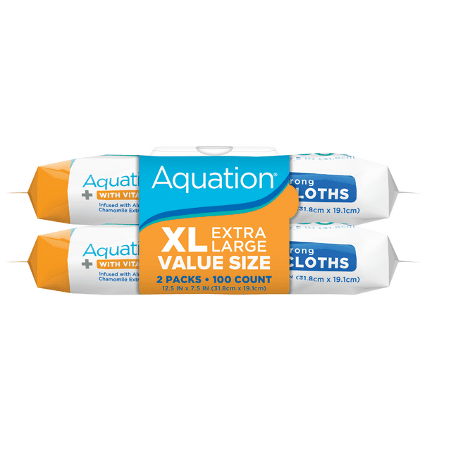 Aquation Extra Large XL Cleansing & Soothing Body Cloths Wipes 50 count ...