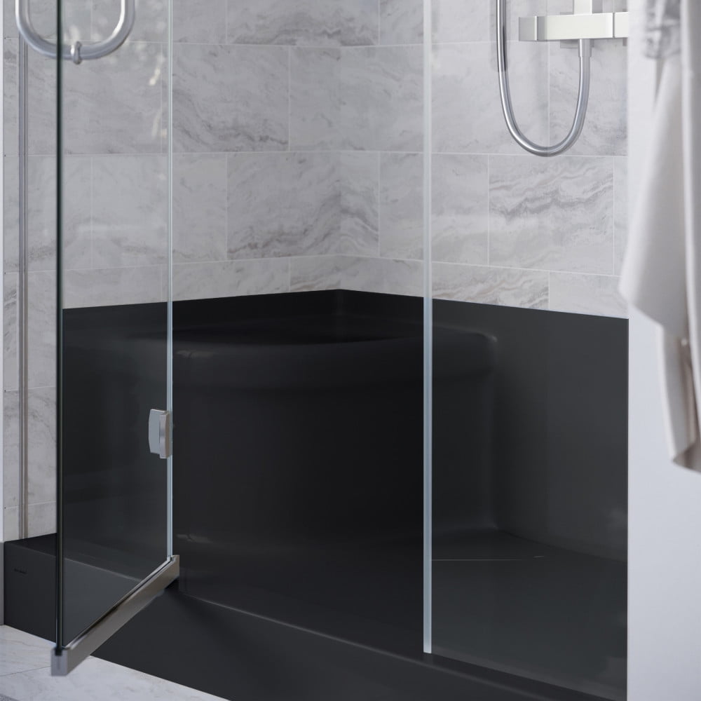 Aquatique 60" x 32" Right Drain, Shower Base in Matte Black - Walmart.com