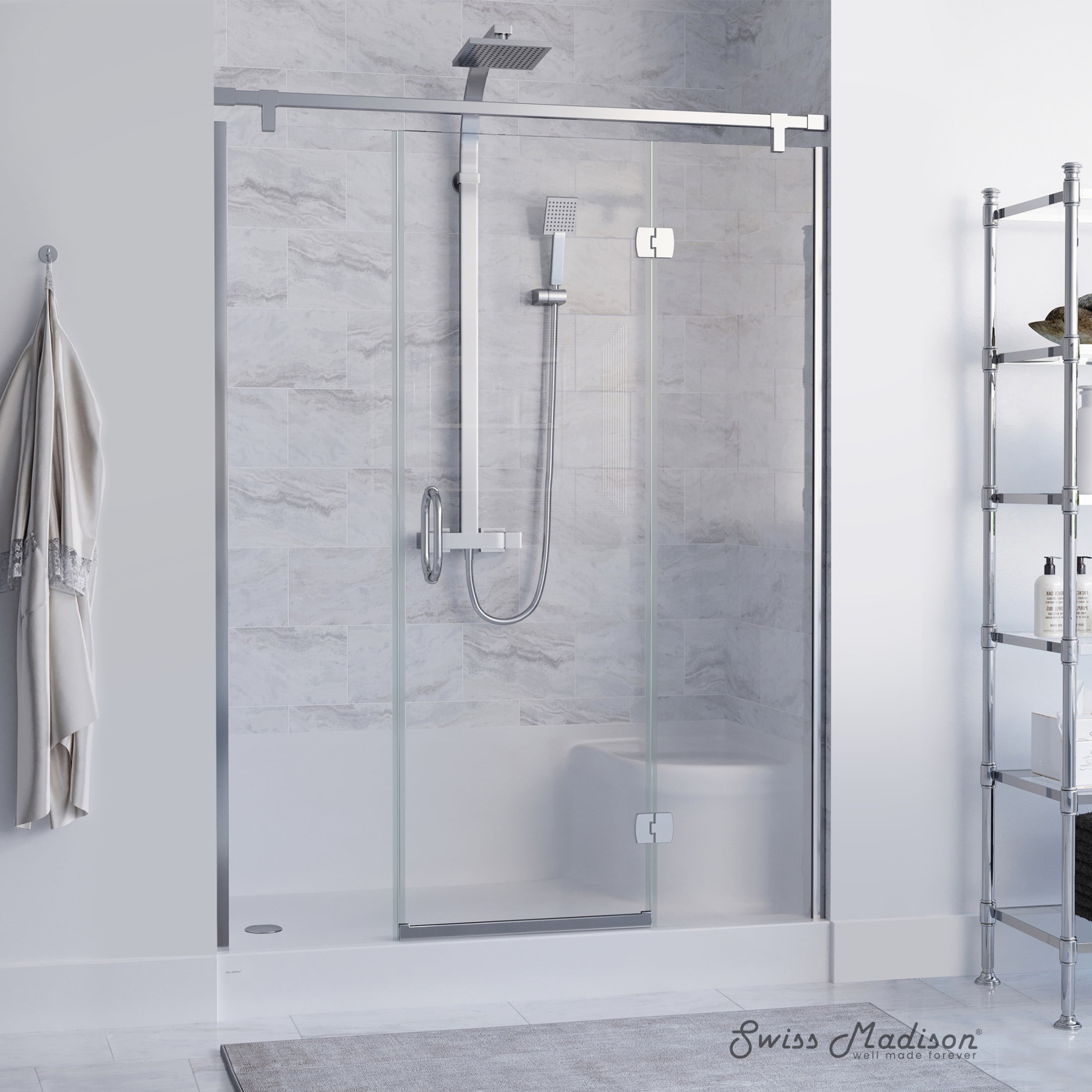 Aquatique 60" x 32" Single Threshold Shower Base With Left Hand Drain ...