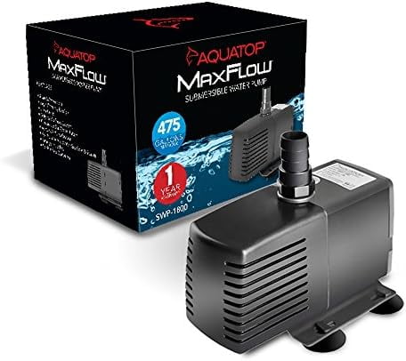 Aquatop MaxFlow Submersible Aquarium Pump 475 GPH Adjustable Flow, for ...