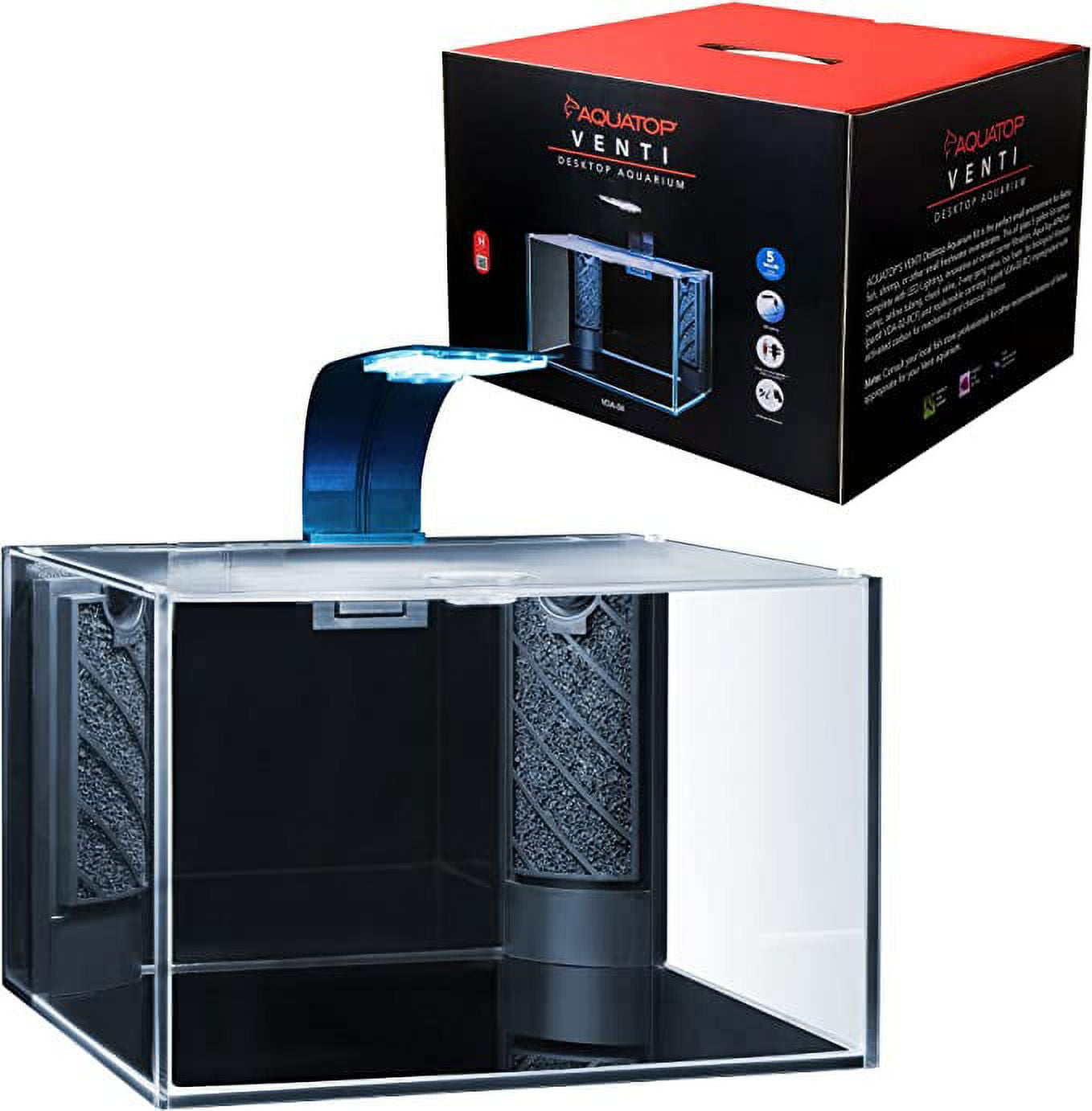 Aquatop Venti Air Driven Glass Aquarium Tank, 0.5 cm Showcase Glass ...