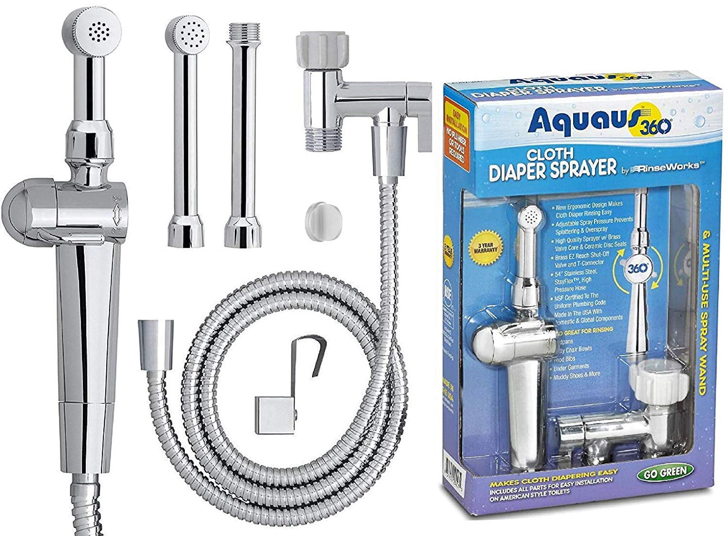 Aquaus 360 Premium Cloth Diaper Sprayer w/ Thumb Pressure Controls on ...