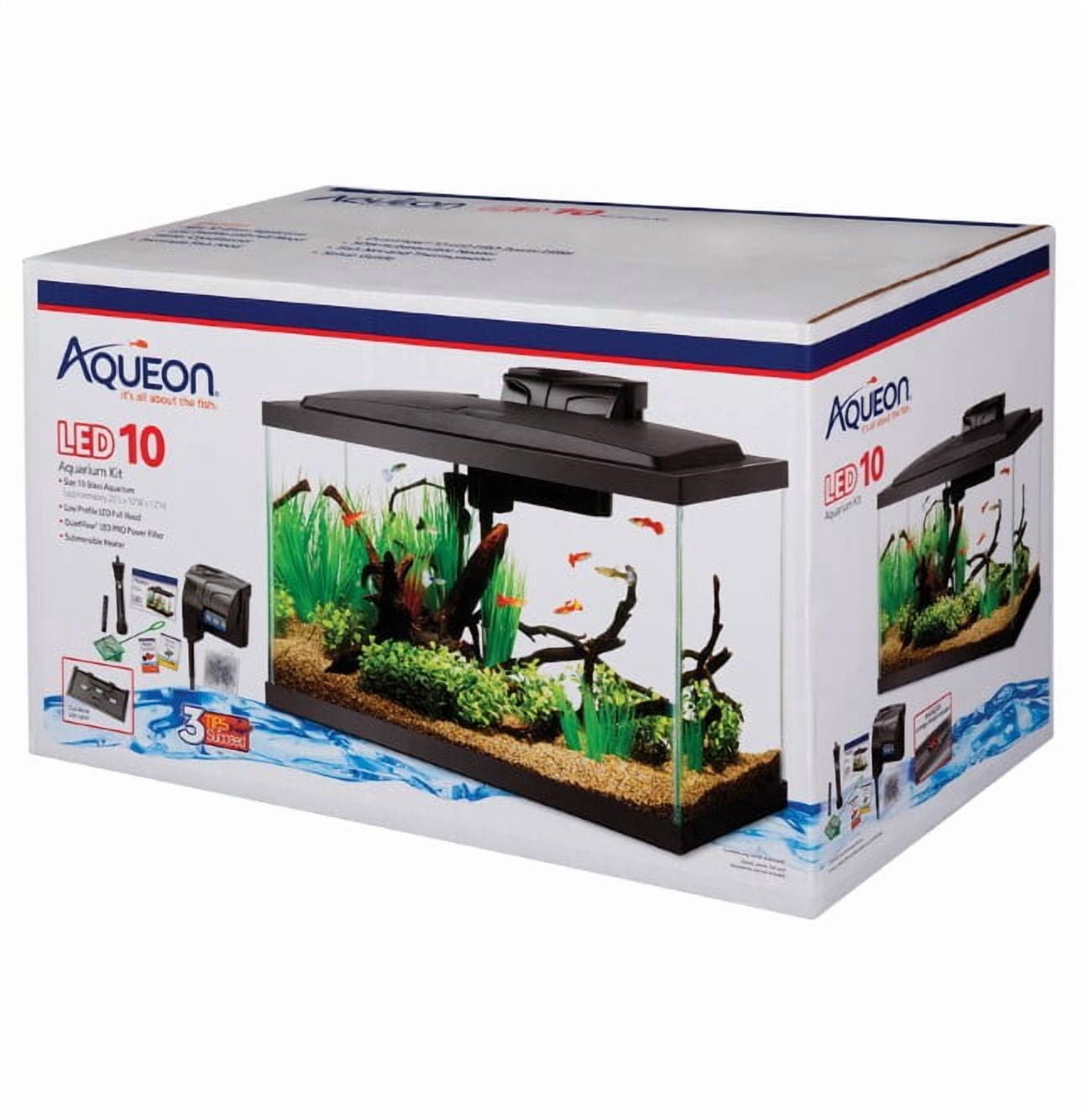 Aqueon Aquarium Starter Kit with LED Lighting, 10 gallon, frameless ...