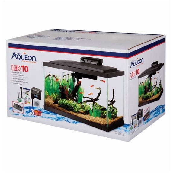 Aqueon Aquarium Starter Kit with LED Lighting, 10 gallon, frameless ...