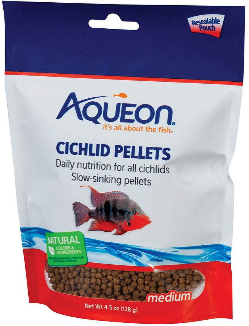 Aqueon Cichlid Food Medium Pellets Slow Sinking Pellets 4.5 oz ...