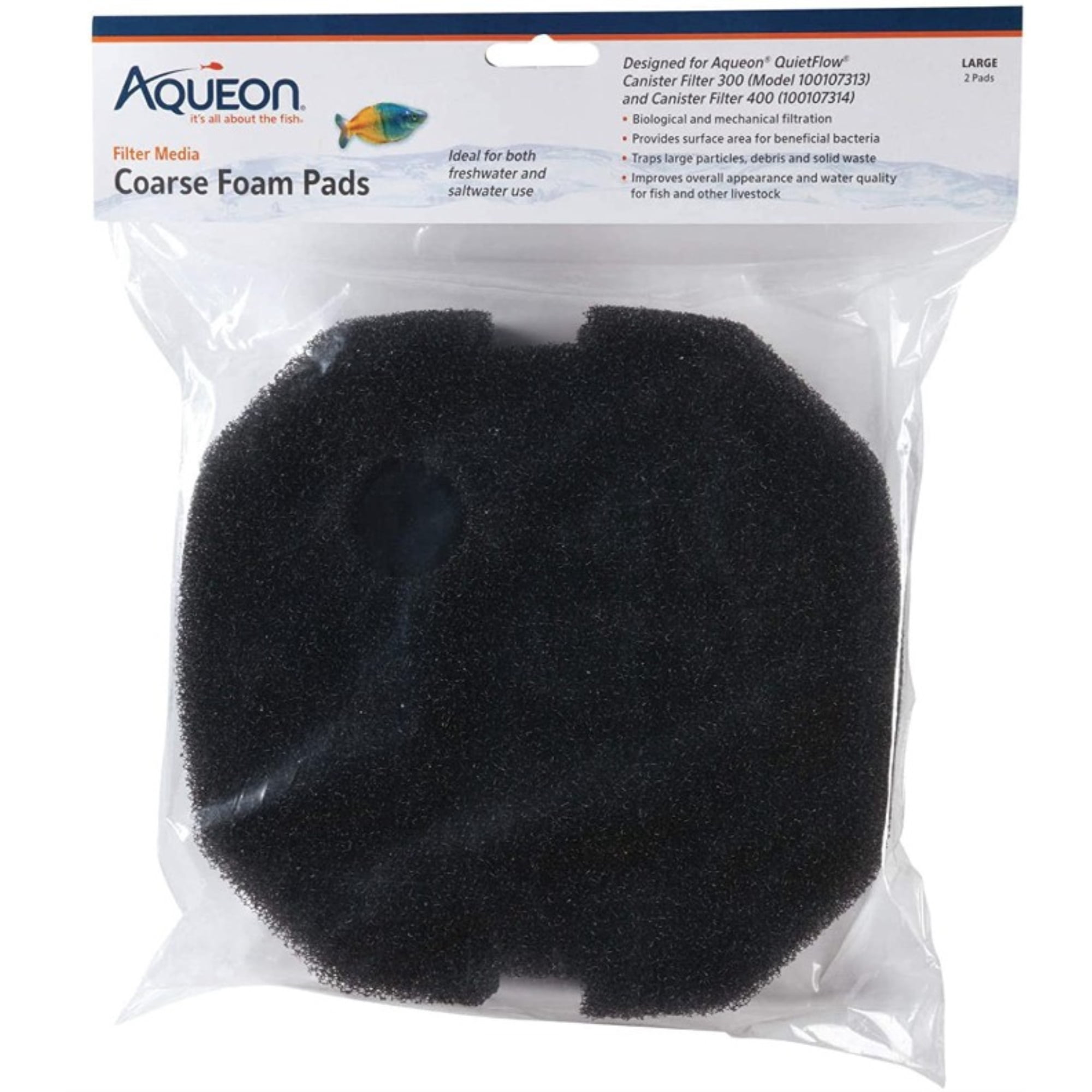 Aqueon Coarse Foam Pads Large for QuietFlow 300 and 400 Canister ...