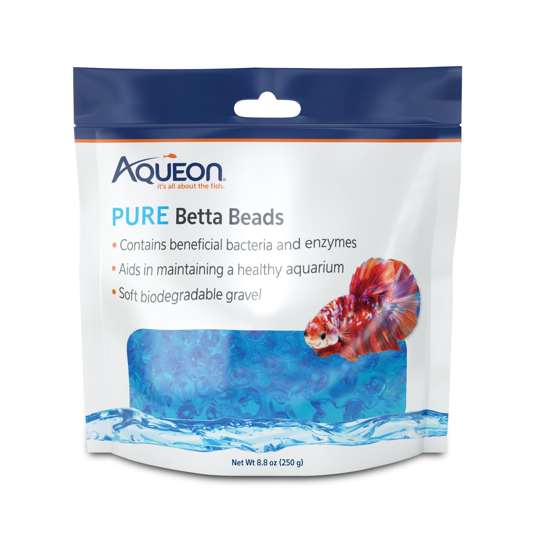 Aqueon PURE Betta Beads Blue 8.8 Ounces for Unfiltered Aquariums ...
