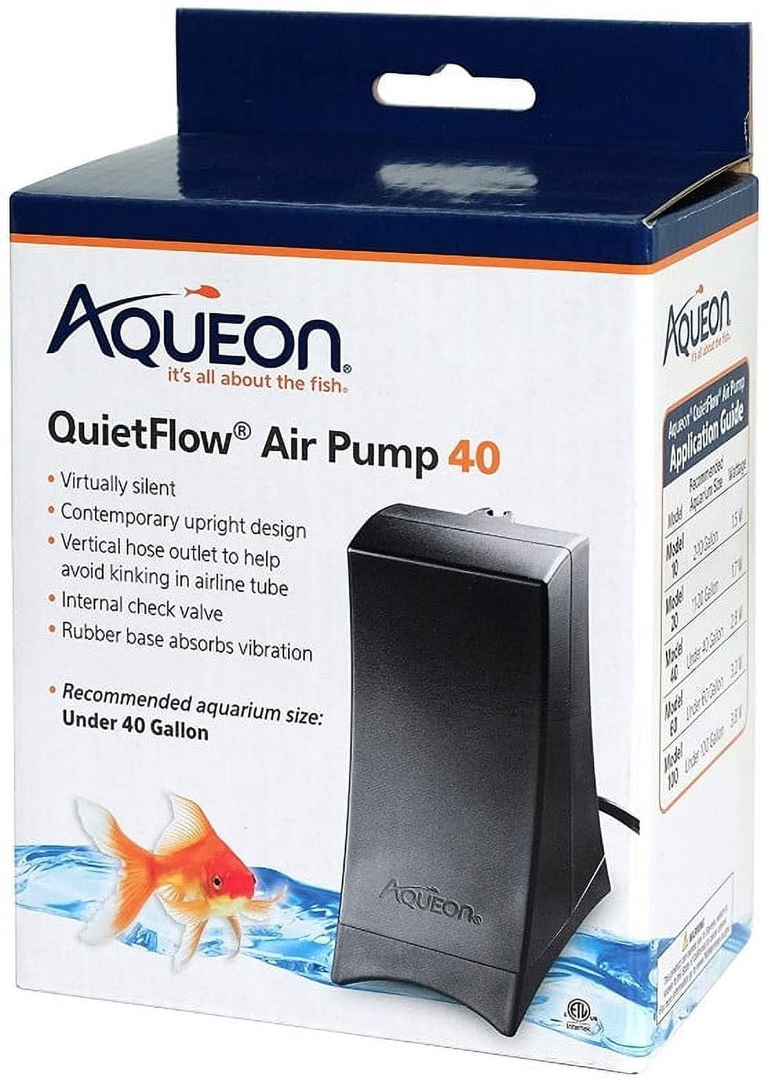 Aqueon QuietFlow Whisper Aquarium Air Pump, Aquatic Aerator, Black, 1ea ...