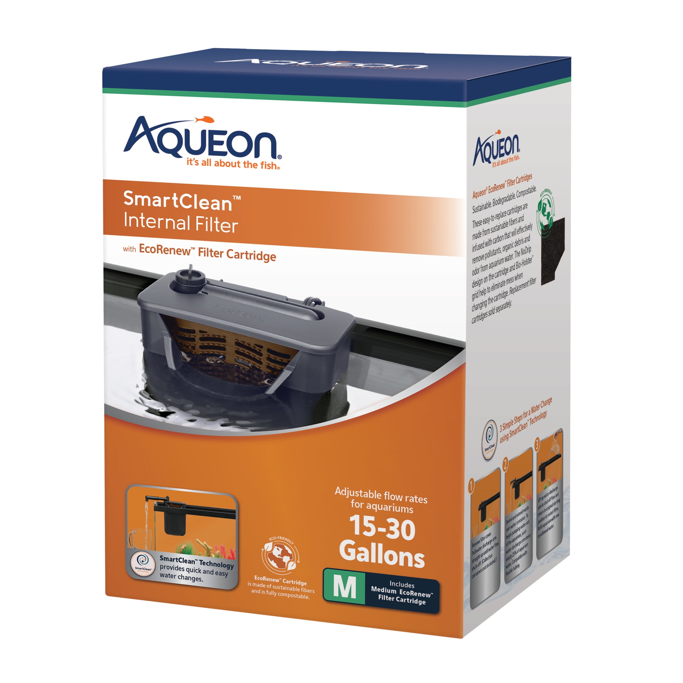 Aqueon QuietFlow® Internal Filter with SmartClean™ Technology Medium - Walmart.com