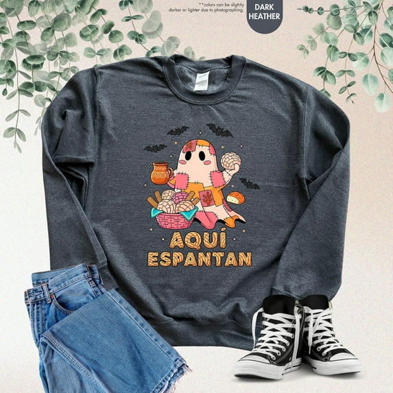 Aqui Espantan Sweatshirt, Mexican Hoodie, Spooky Conchas, Mexican Ghost ...