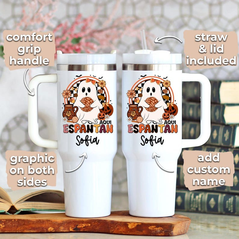Aqui Espantan Tumbler Spanish Halloween Tumbler 40 oz Custom Latina ...