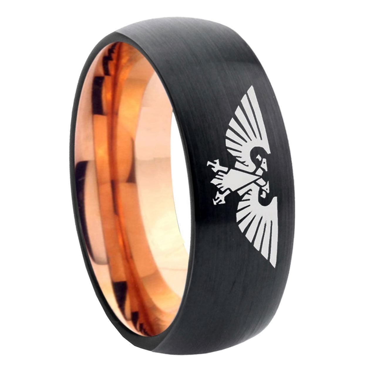 Aquila 8MM Dome Black And Rose Gold Tungsten Wedding Ring - Walmart.com