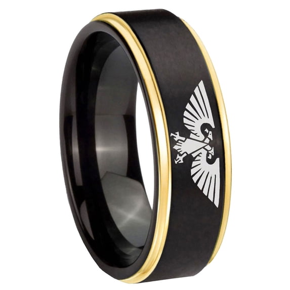 Aquila Step Edge Black And Gold Tungsten Promised Ring 10MM - Walmart.com