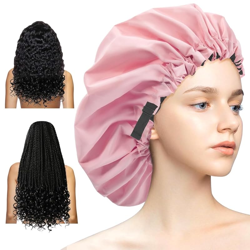 Aquior Shower Cap,Extra Adjustable Shower Caps for Women Double-Layer ...