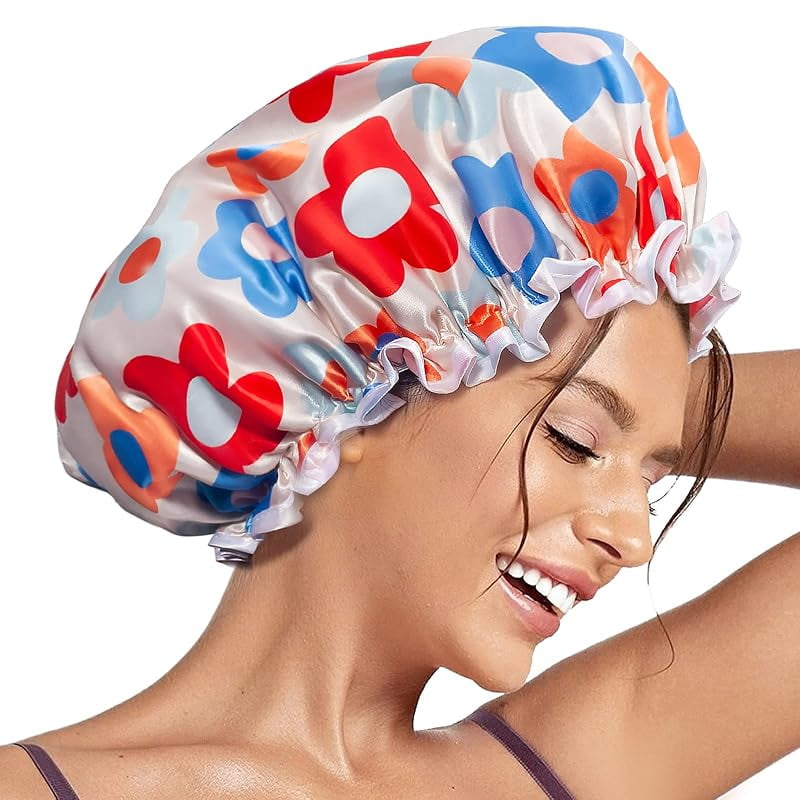 Aquior Shower Caps, Reusable Shower Cap for Women, Double Layer ...