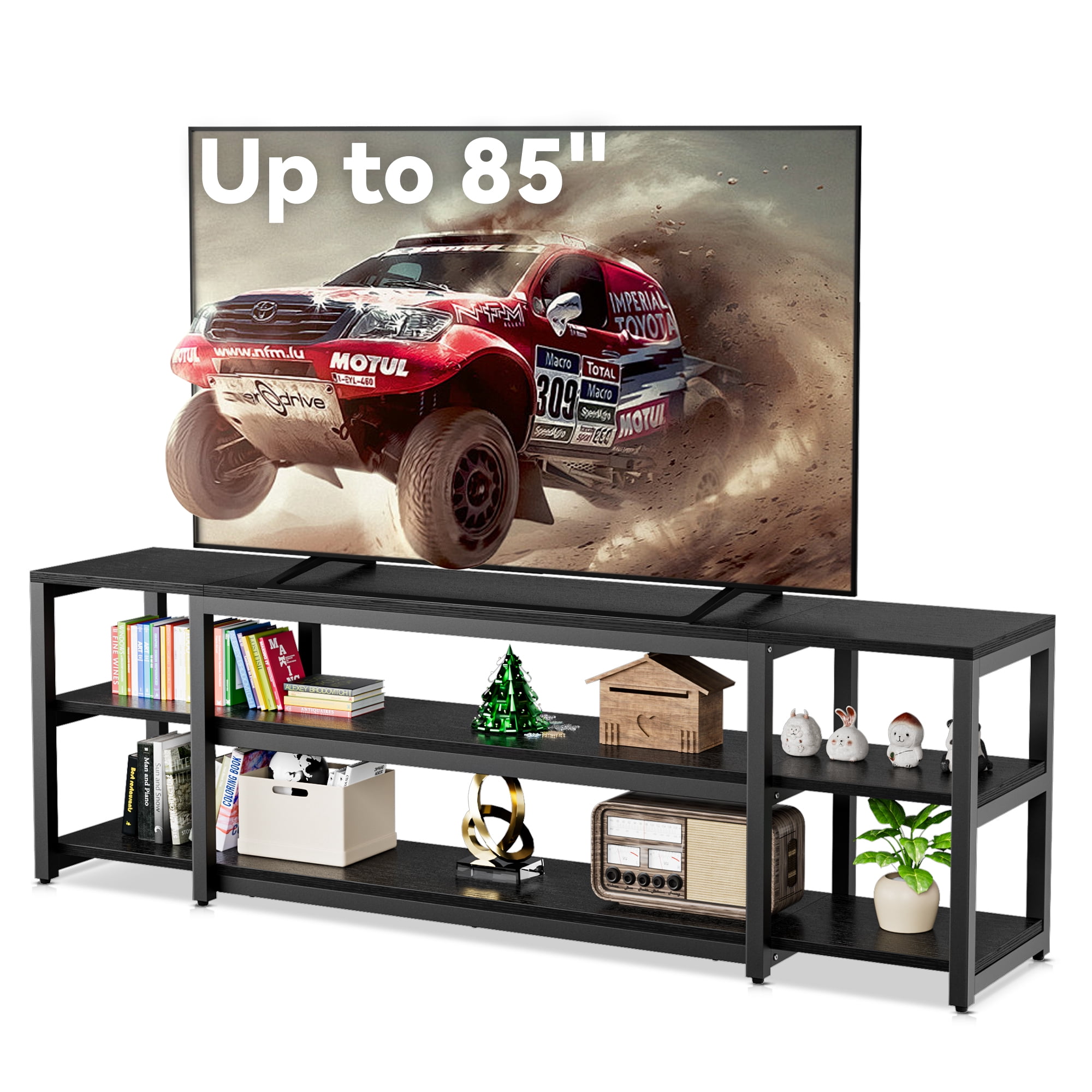 Aquzee 85 inch TV Stand, Entertainment Center for 70 75 80 85" TV, 75.2 ...