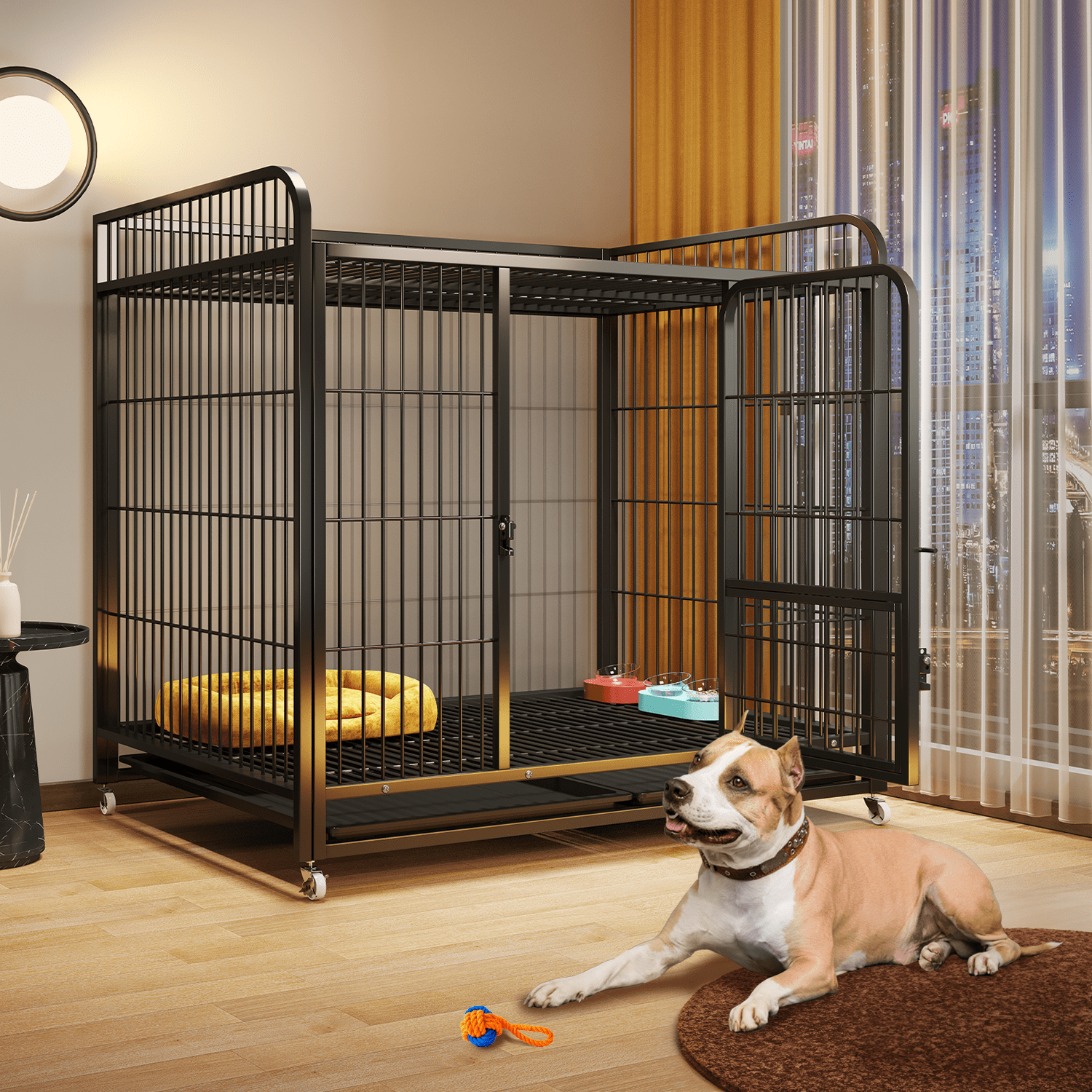 Aqwiopr Indoor Dog Kennel Durable Easy Mobility 37.4" Metal Kennel for ...