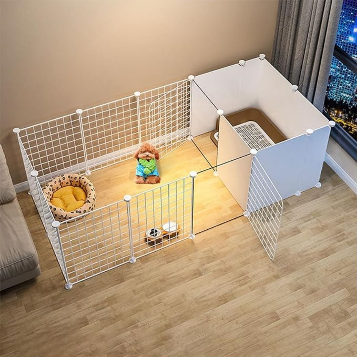 Aqwiopr 16-Panel Metal Pet Playpen Puppy Playpen with Door - Foldable ...
