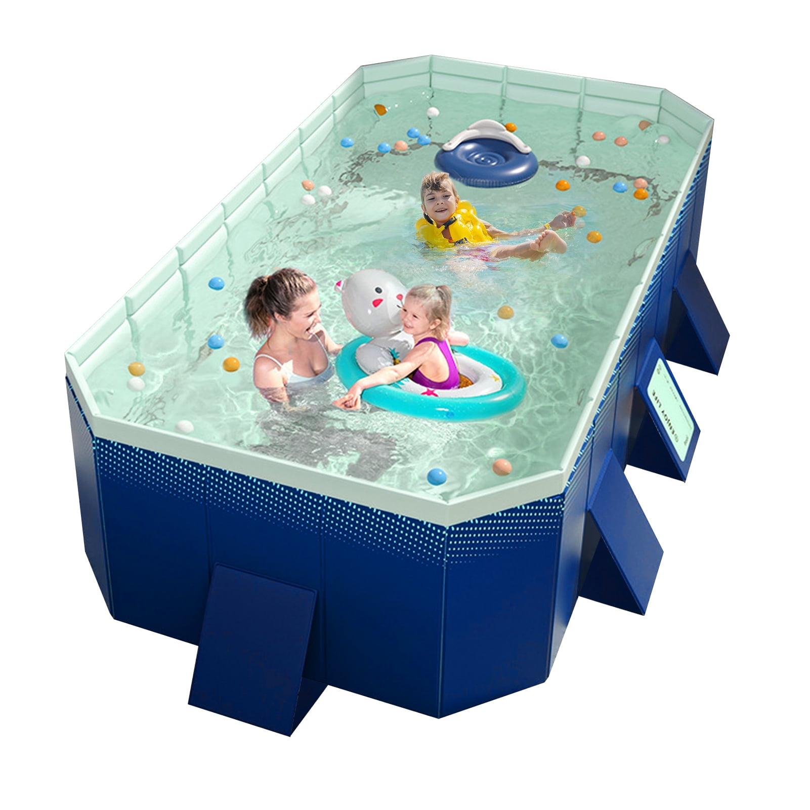 Aqyh 116" Foldable Swimming Pool Non-Inflatable Above Ground Swimming ...